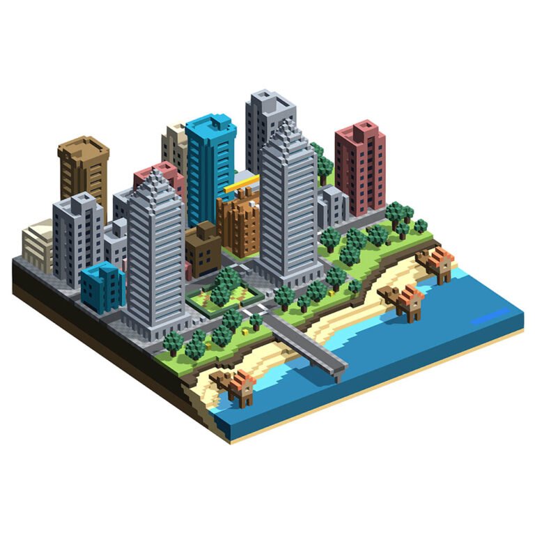 Voxel City On The Beach - Rezoro3D