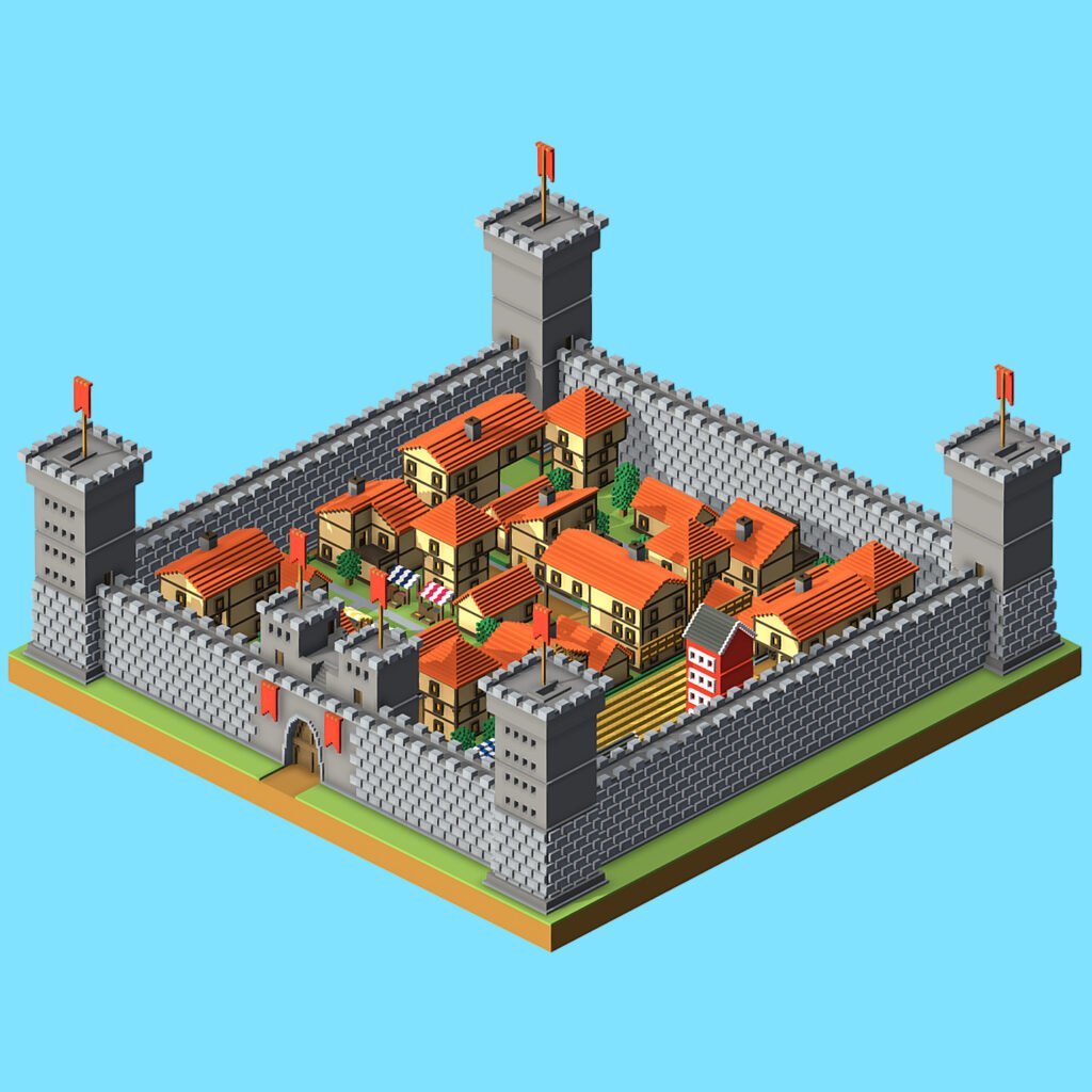 Voxel Medieval Castle Town - Rezoro3D
