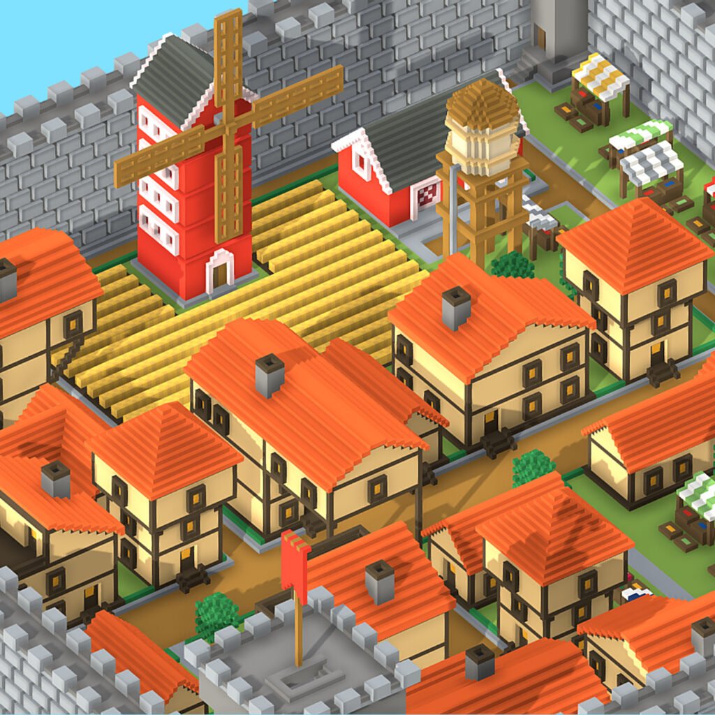 Voxel Medieval Castle Town - Rezoro3D